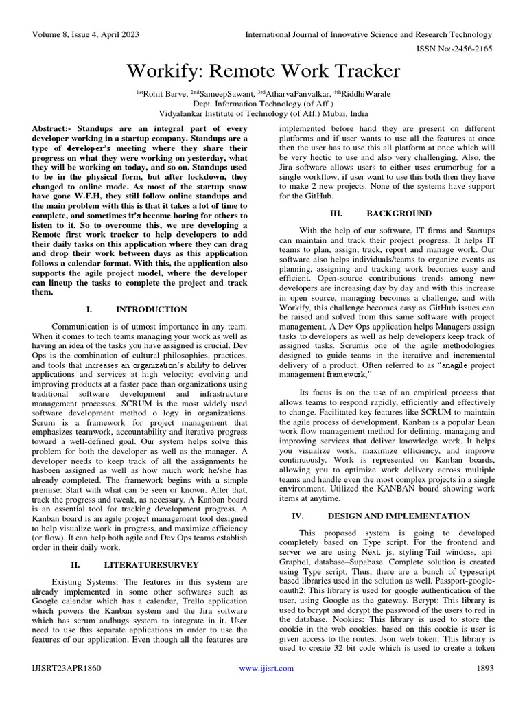 Workify: Remote Work Tracker | PDF | Agile Software Development | Scrum ...