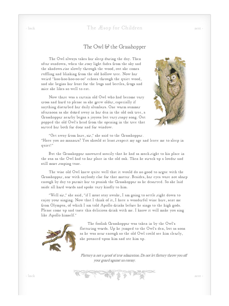 The Owl & The Grasshopper | PDF