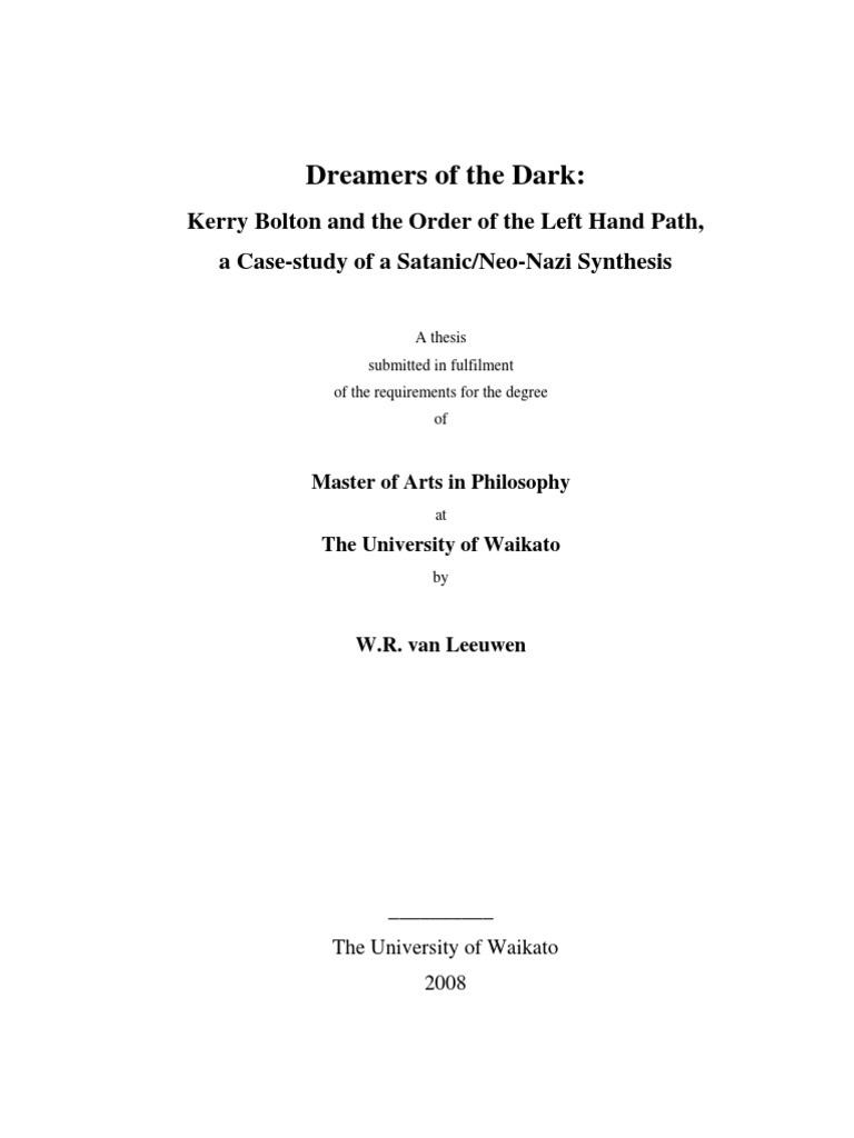 Roel Van Leeuwen Thesis Edited | PDF | Satanism | Modern Paganism