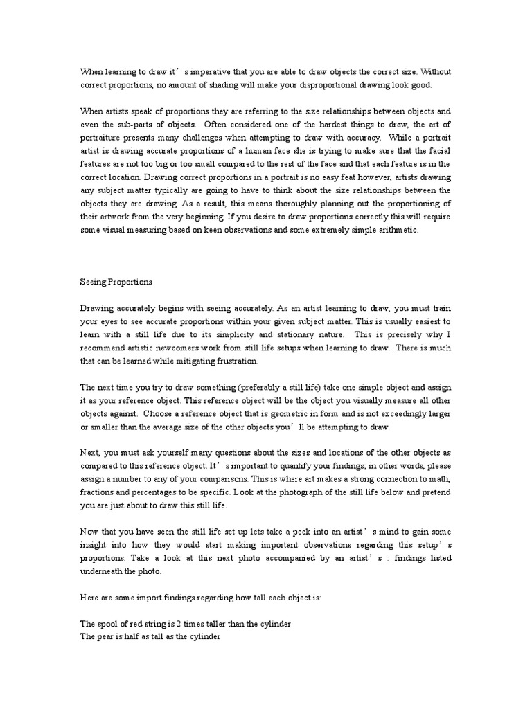 Proportion in Drawing | PDF