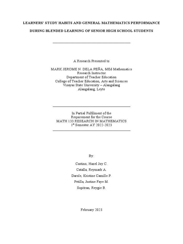 Math 133 Research in Mathematics Final Paper | PDF | Learning | Statistics