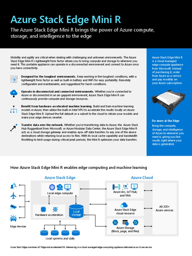 Datasheet Azure Stack Edge Mini R 12 04 20 Pdf Pdf Microsoft Azure Internet Of Things 