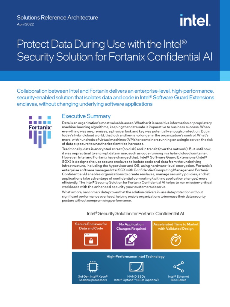 Sec004 Intel Security Solution For Fortanix Confidential Ai | PDF ...