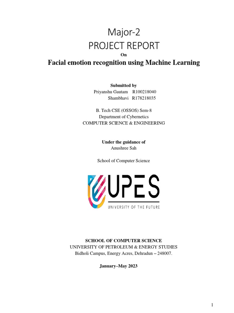 Final Report On Facial Emotion Detection Using Machine Learning | PDF ...