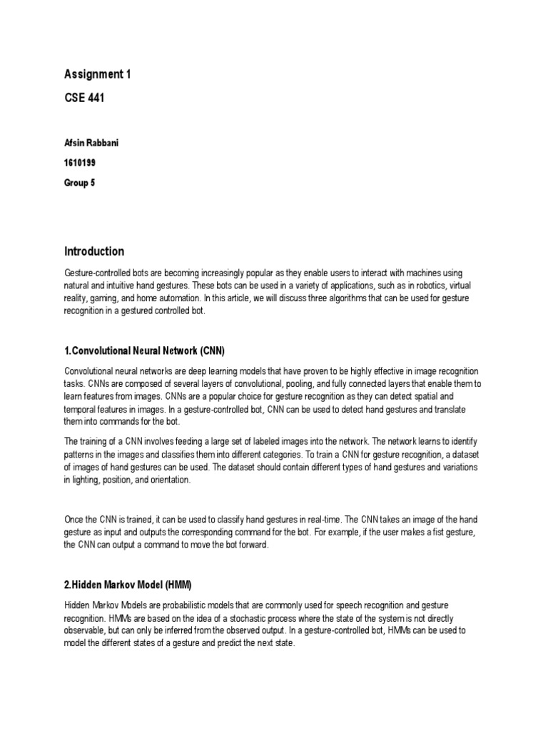 Gesture Recognition for Bomb Defusing Bots | PDF | Support Vector ...