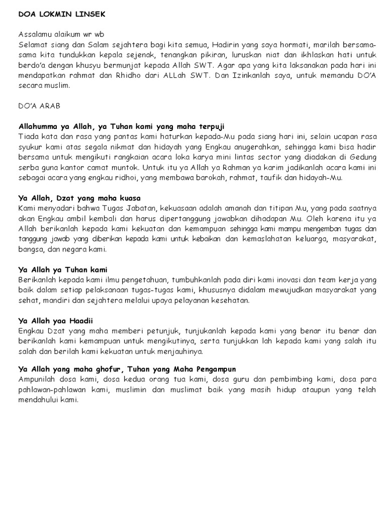 Doa Lokmin Linsek | PDF | Pengembangan Diri