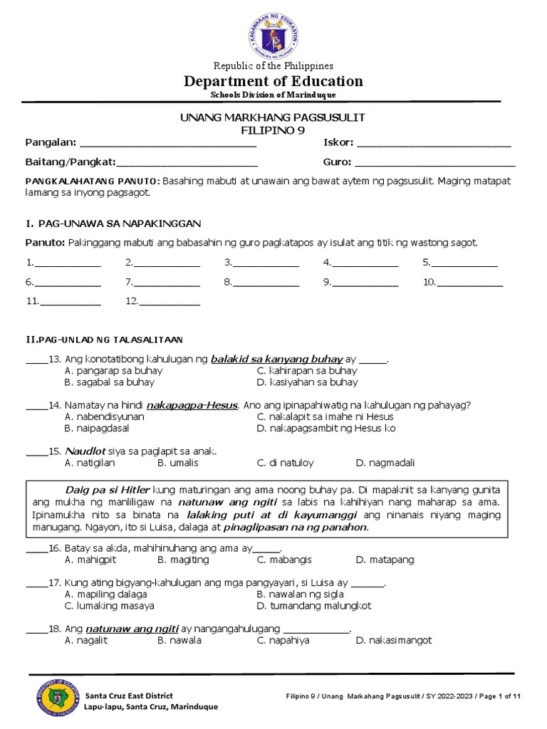 Fil.9 1st Quarter 2022 2023 | PDF