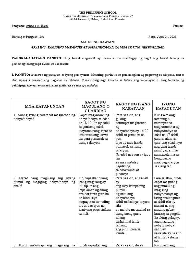 G10 Esp Learning Activities Pdf