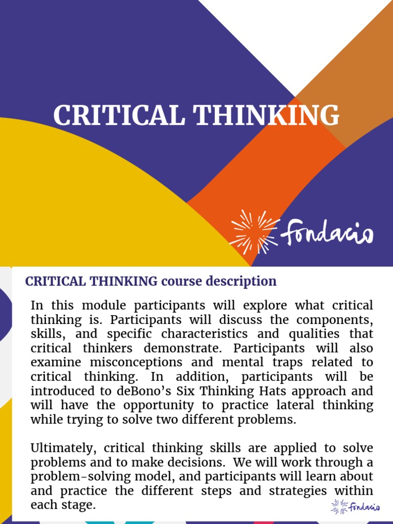 Understadning Critical Thinking Course | PDF | Critical Thinking | Thought