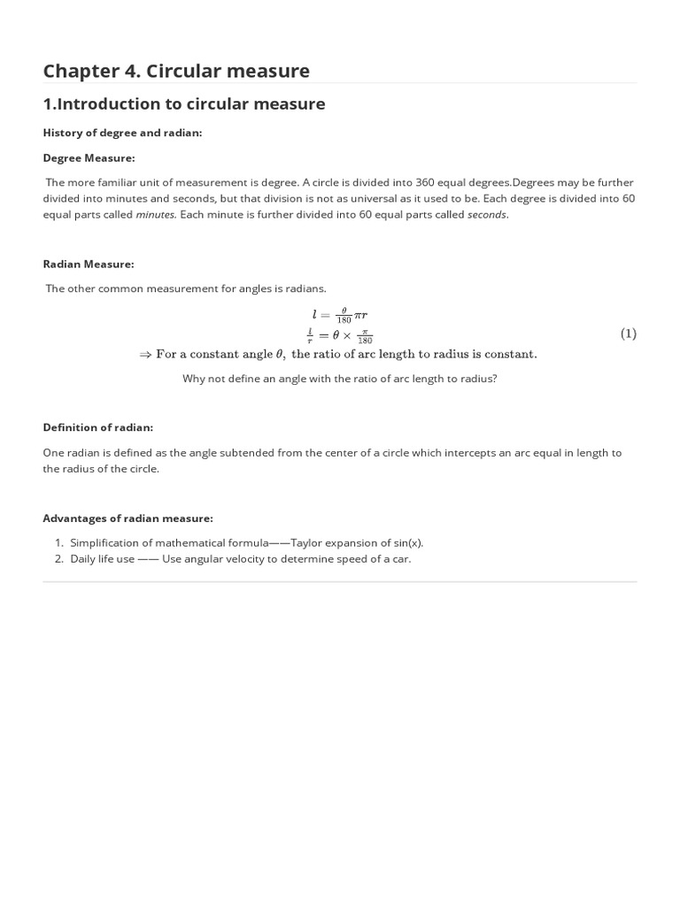 Chapter 4. Circular Measure | PDF