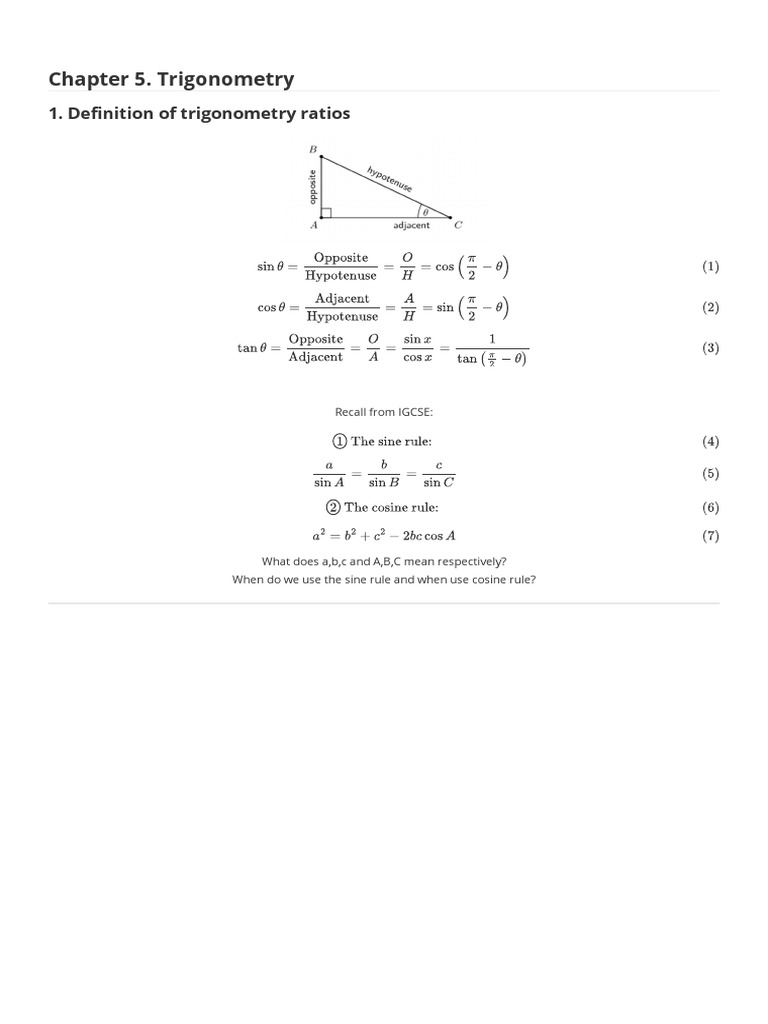 Chapter 5. Trigonometry | PDF | Angle | Trigonometry