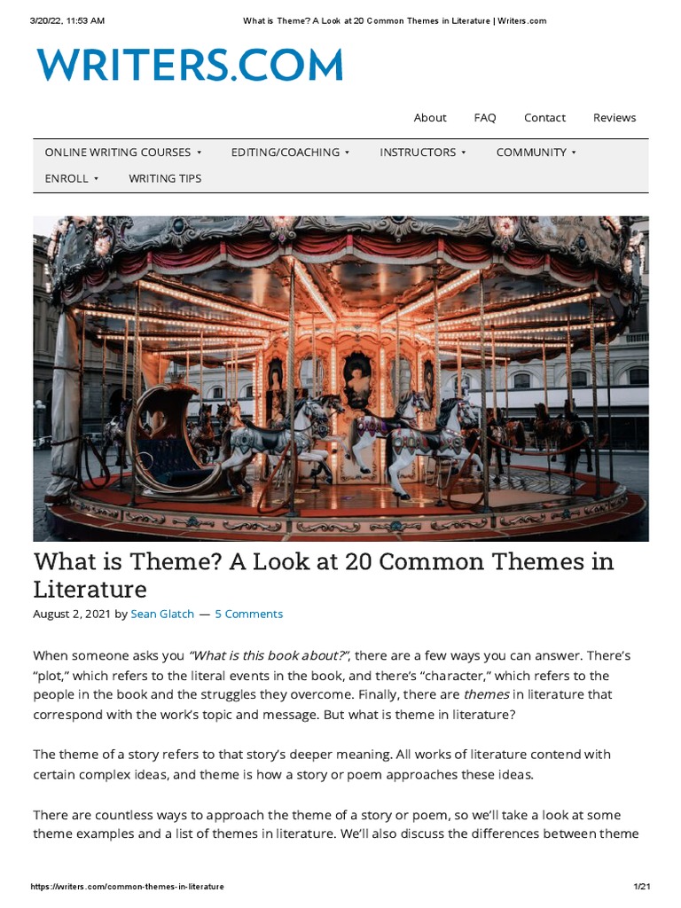 What Is Theme - A Look at 20 Common Themes in Literature | PDF