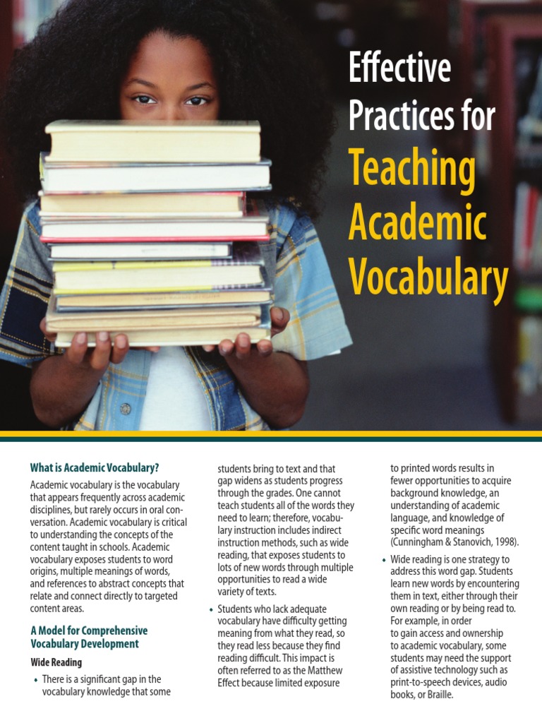 Academic Vocabulary Teaching Guide | PDF | Vocabulary | Reading ...