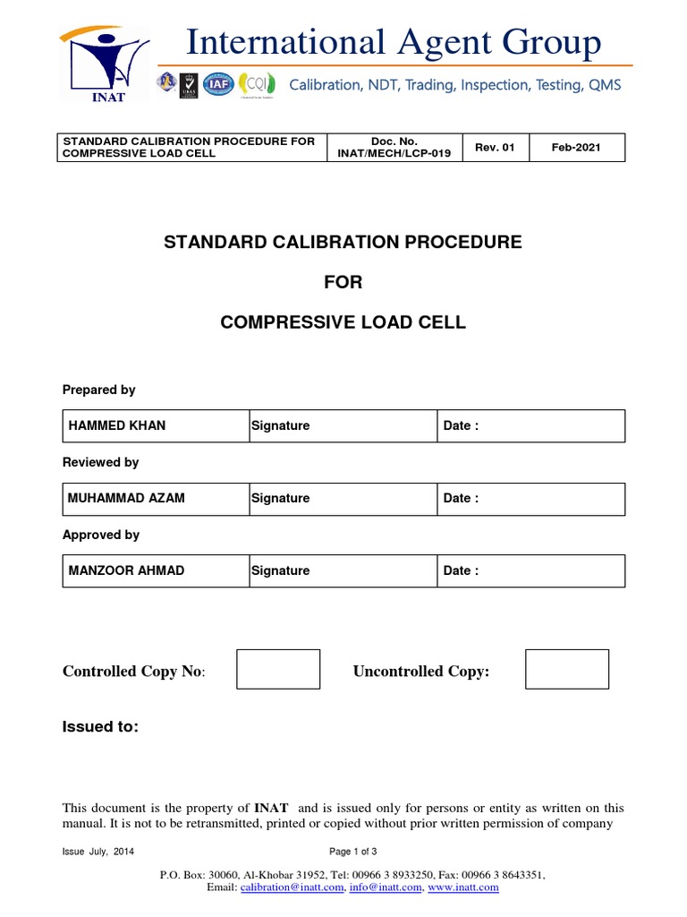 019-Compression Load Cell | PDF | Calibration