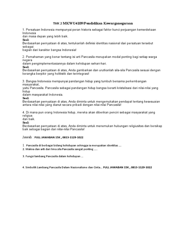 TMK 2 MKWU4109 Pendidikan Kewarnegaraan 2023 | PDF