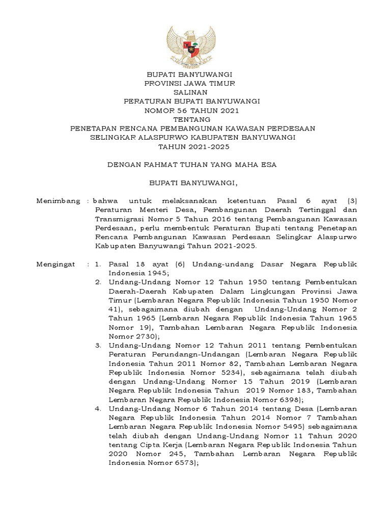 PERBUP NO 56 TAHUN 2021 - Compressed | PDF