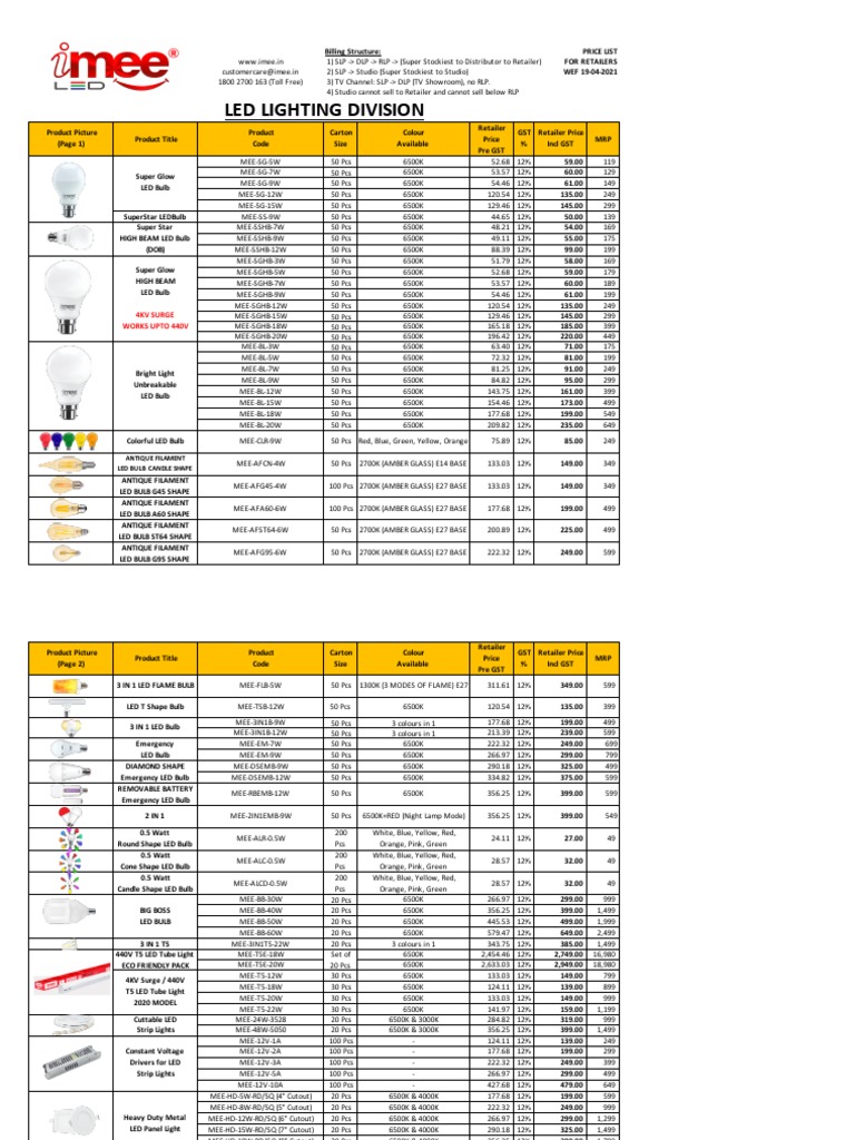 RLP Price List 19-04-2021 | PDF | Incandescent Light Bulb | Personal ...