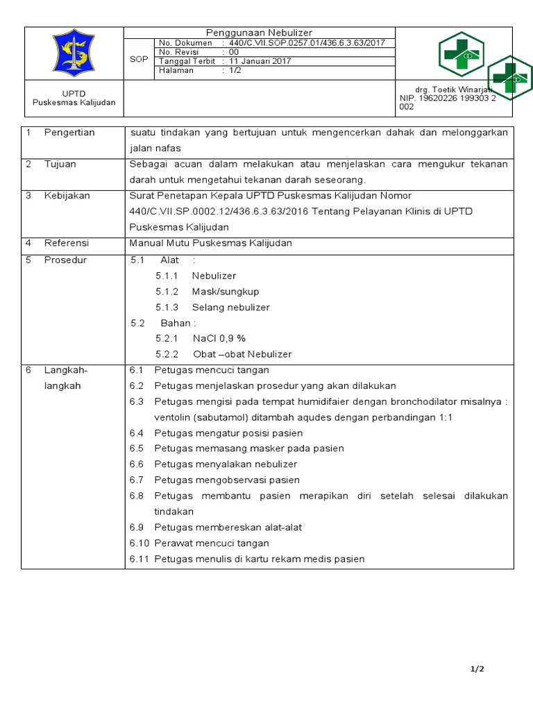 oFIX SOP PENGGUNAAN NEBULIZER | PDF