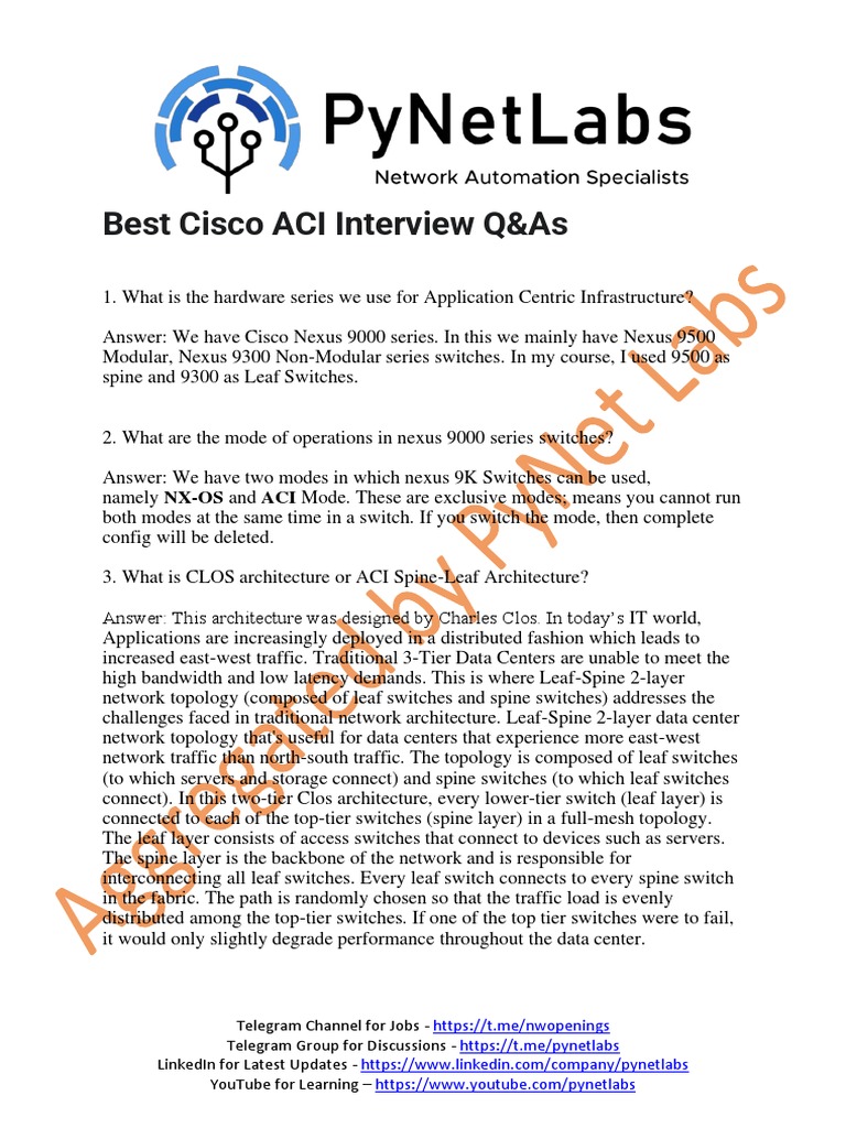 Cisco ACI Interview Questions | PDF | Computer Network | Network Switch