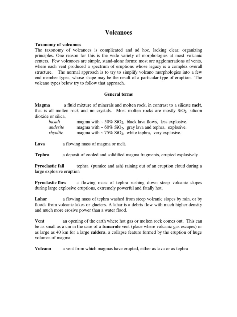Volcanoes Nomenclature | PDF | Volcano | Types Of Volcanic Eruptions