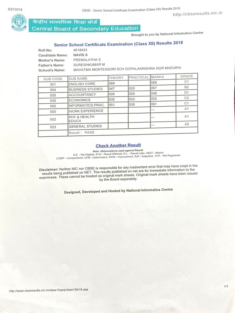 12th Marksheet PDF | PDF