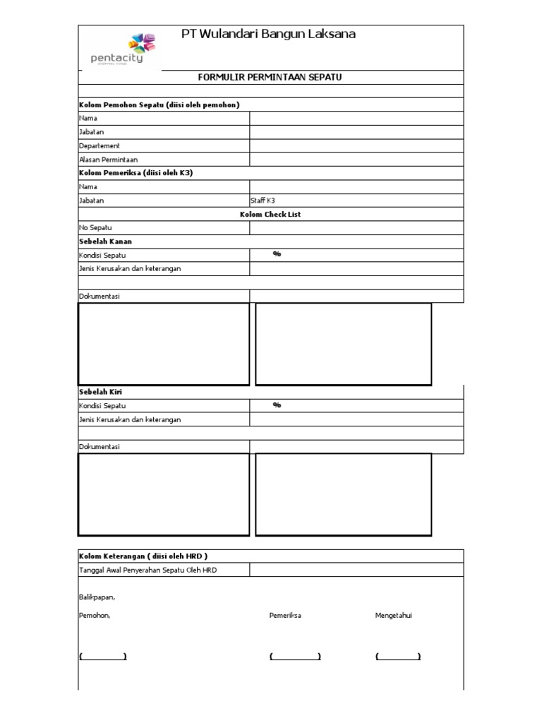 Form Req Sepatu Safety | PDF
