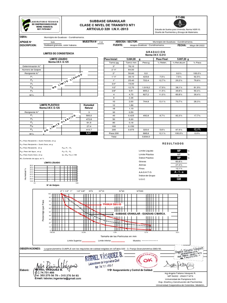 SubBase Granular Clase C-NT1 | PDF