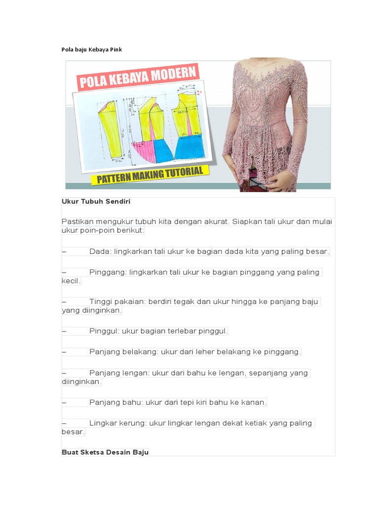 Pola Baju Kebaya Pink | PDF