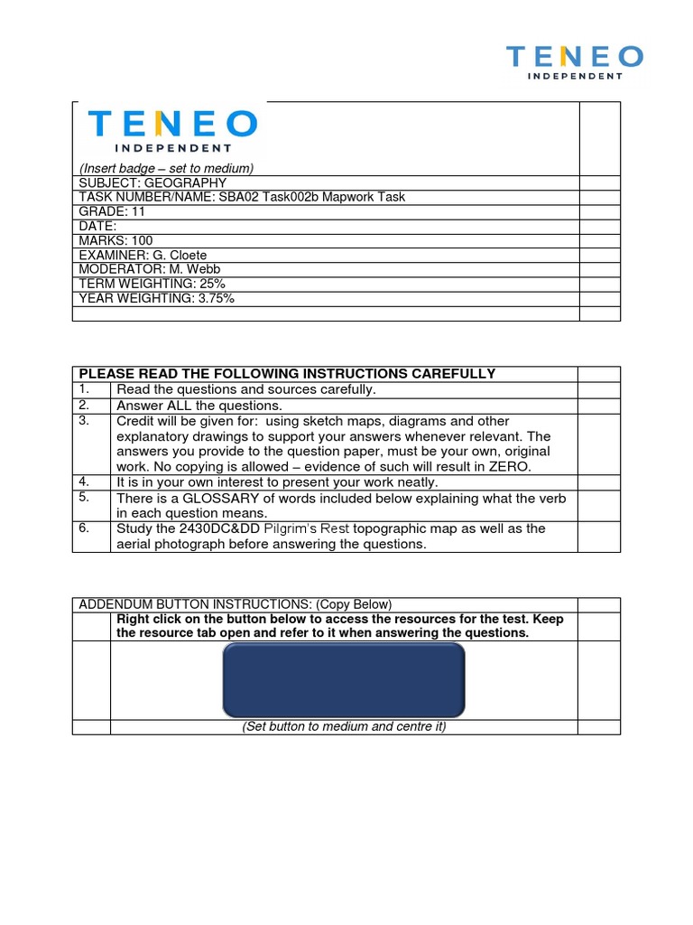 Grade 11 Geography Mapwork Task Pdf