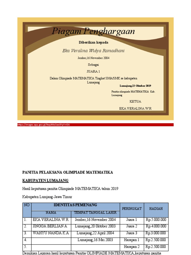 Piagam EKA VERALINA | PDF