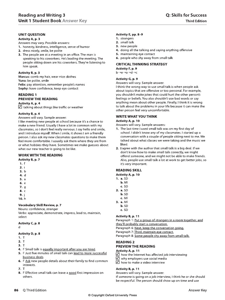 Reading Answer PDF | PDF