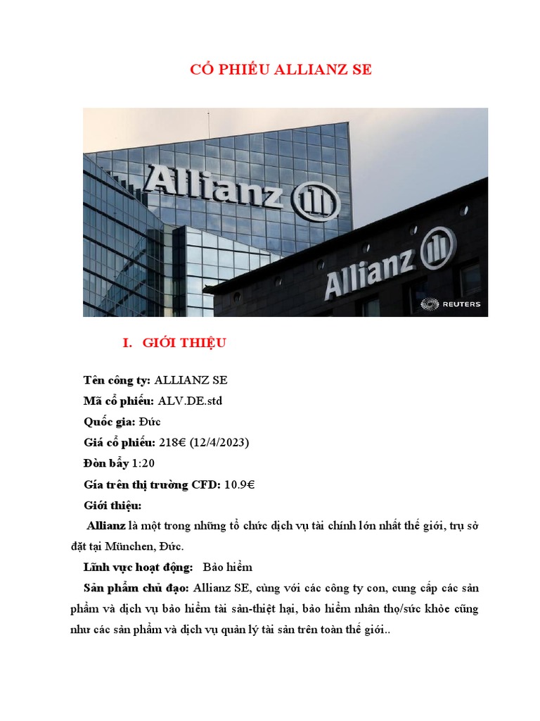 Khuyến nghị đầu tư Allianz | PDF