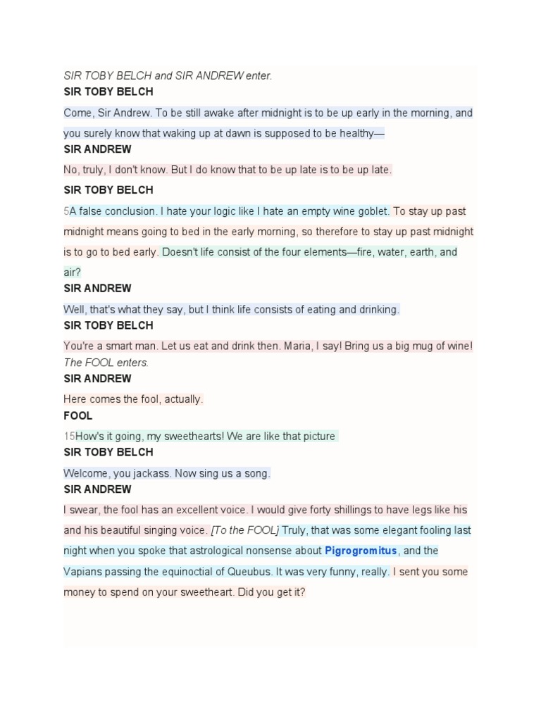 Twelfth Night Notes | PDF