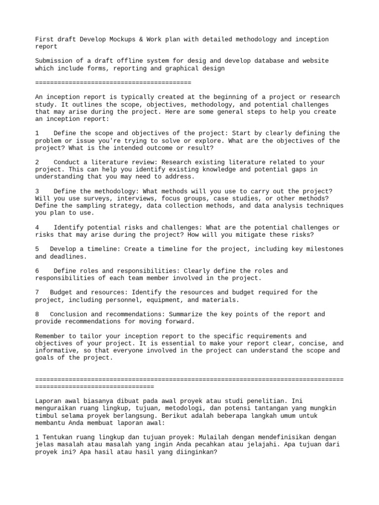 Inception Report | PDF | Databases | Methodology