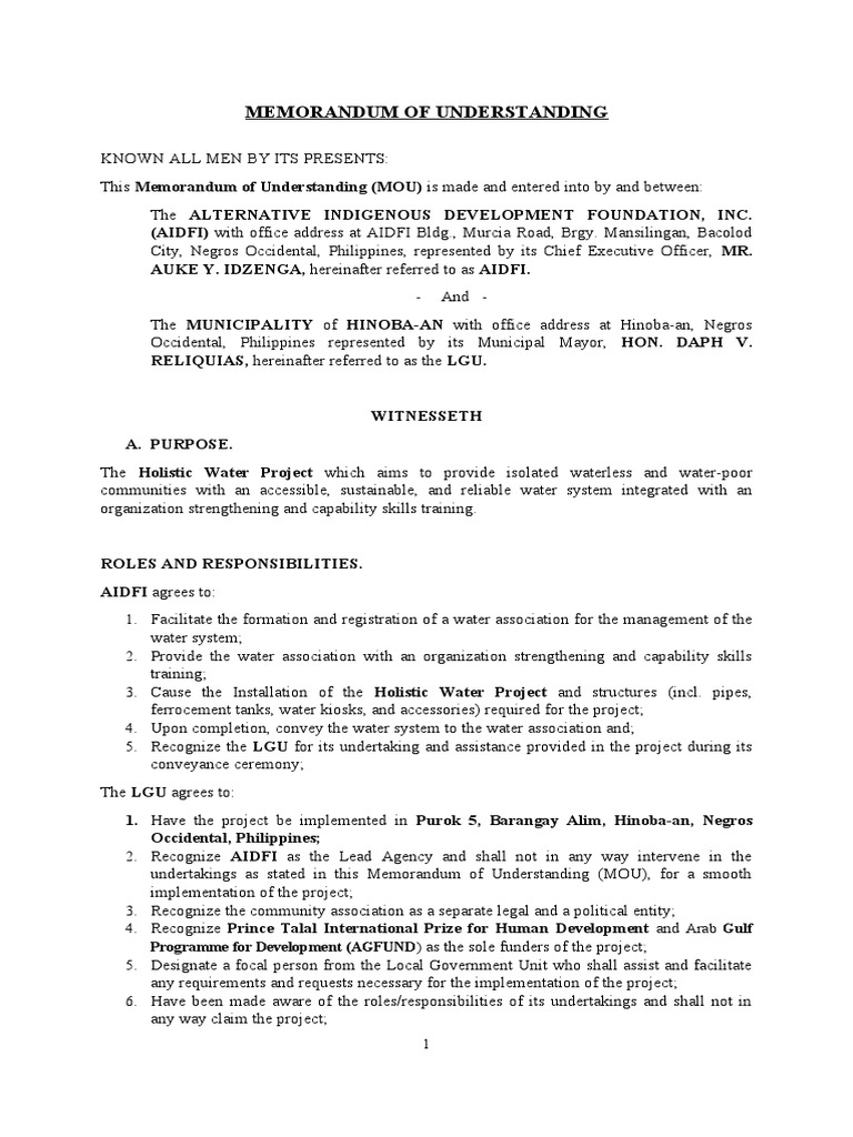 Hinoba-An MOU-LGU-2023 | PDF | Business | Social Science