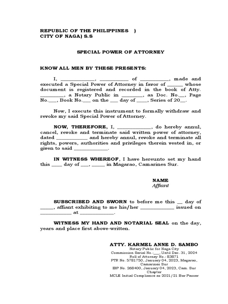 Revocation of SPA | PDF