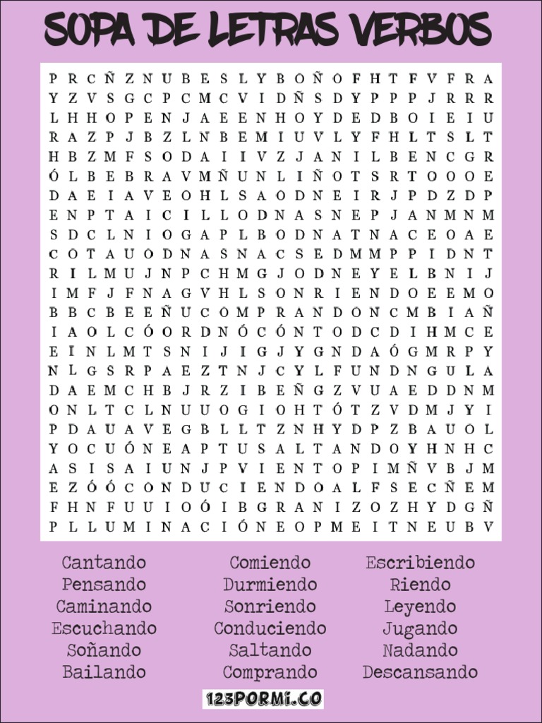 Sopa de Letras Verbos | PDF