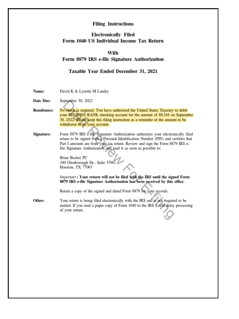 1.0 David and Lynette Landry 2021 1040 - Draft PDF | PDF | Tax Refund ...