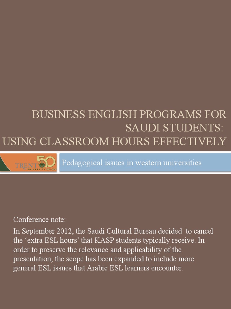 Trevor Laughlin - Business English Programs For Saudi Students26981 | PDF | Vowel | English As A ...