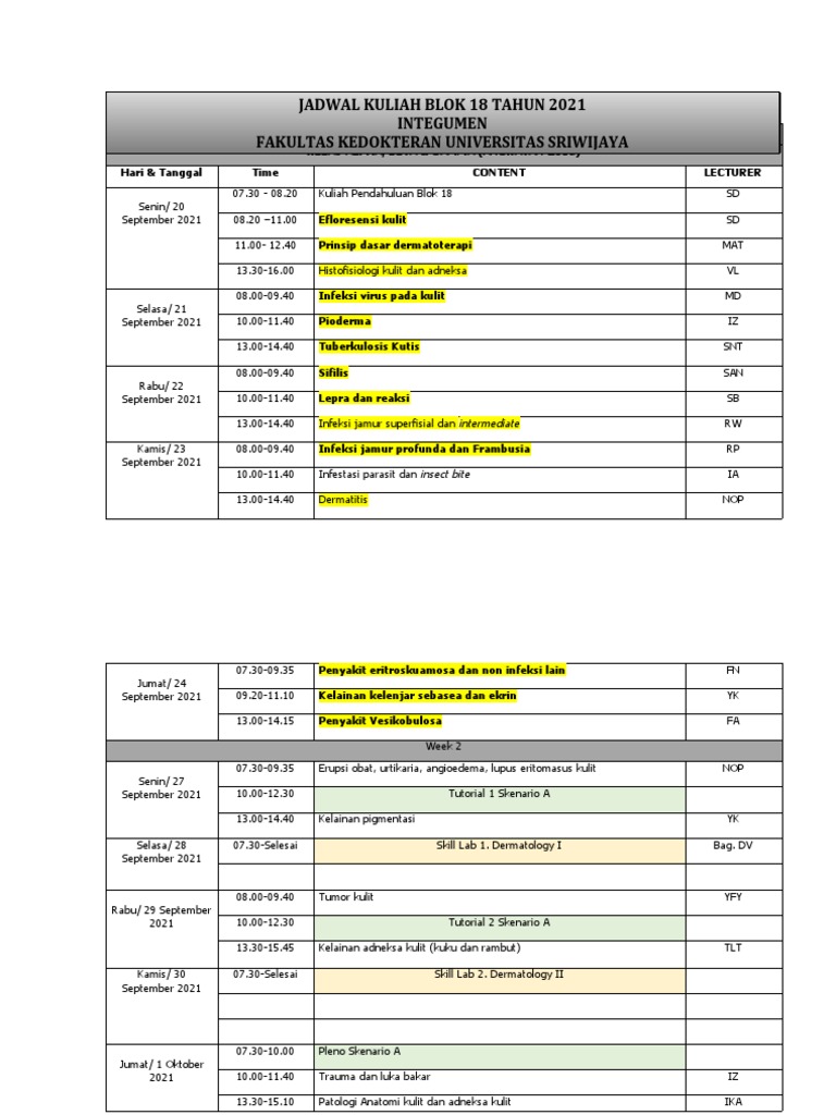 Jadwal Blok 18 Tahun 2021 | PDF