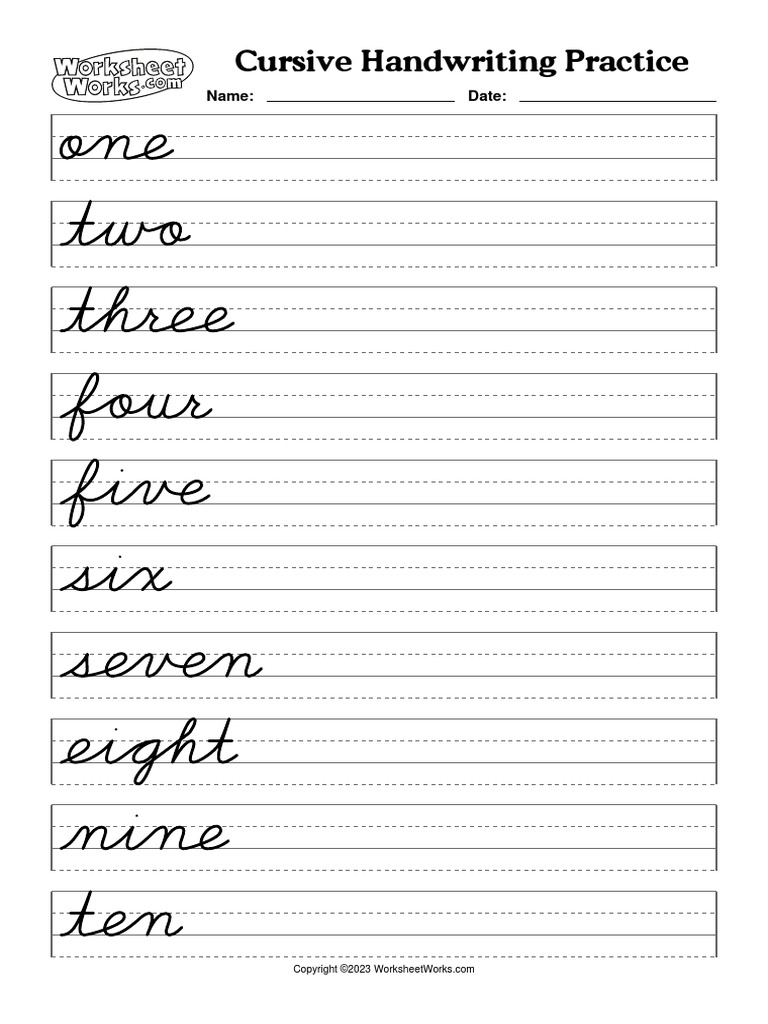 WorksheetWorks Cursive Handwriting Practice 1 PDF | PDF