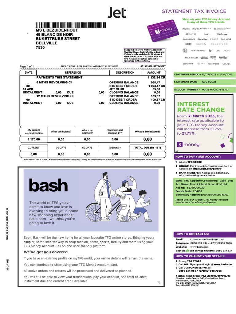 TFG Money Account Statement Overview | PDF