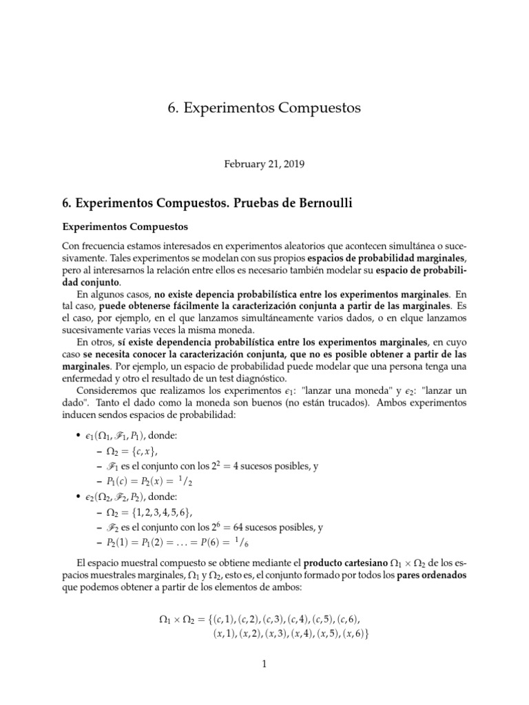 6.experimentos Compuestos Bernoulli | PDF | Errores tipo I y tipo Ii | Probabilidad