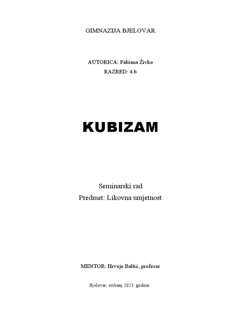 Fabiana Živko, 4.b-Kubizam | PDF
