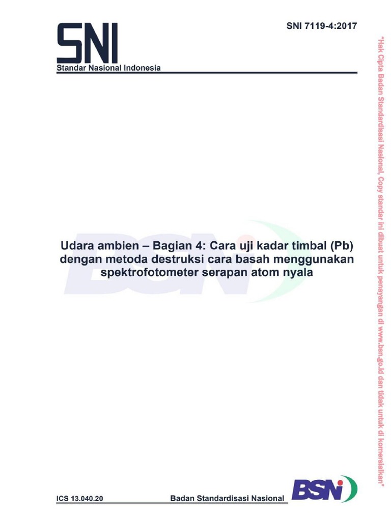 SNI 7119-4.2017 PB Udara Ambien PDF | PDF