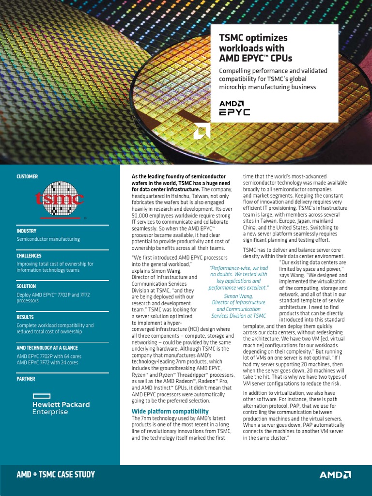 TSMC Optimizes Workloads With Amd Epyc Cpus | PDF | Central Processing Unit | Virtual Machine