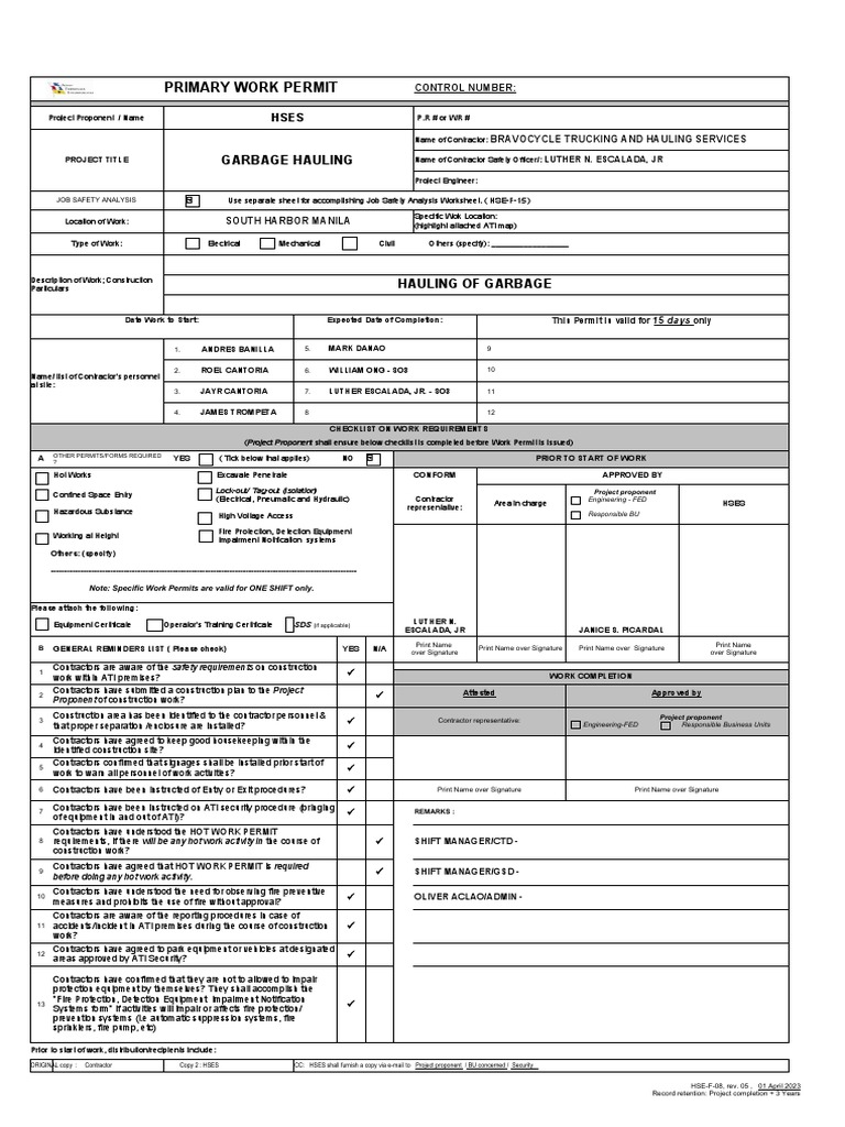 New Revised Work Permit | PDF | Safety