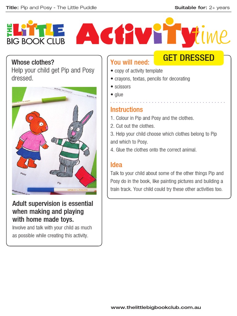 Dressing Pip and Posy: An Activity for Preschoolers Based on the ...