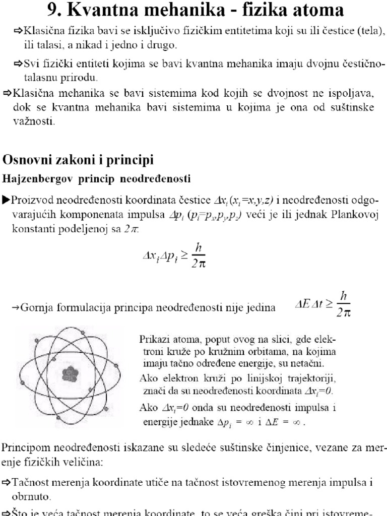 Kvantna Mehanika, Fizika Atoma | PDF