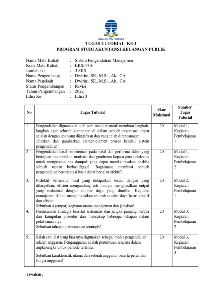 Tugas1 04110745 SistemPengendalianManajemen EsterWijaya EKSI4416 PDF | PDF | Karier & Perkembangan